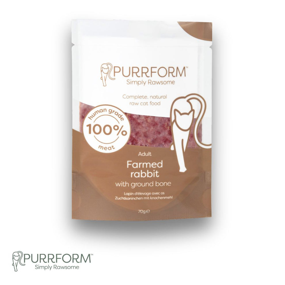 PurrForm Rabbit with Ground Bone Raw Cat Food | Dragonfly Products